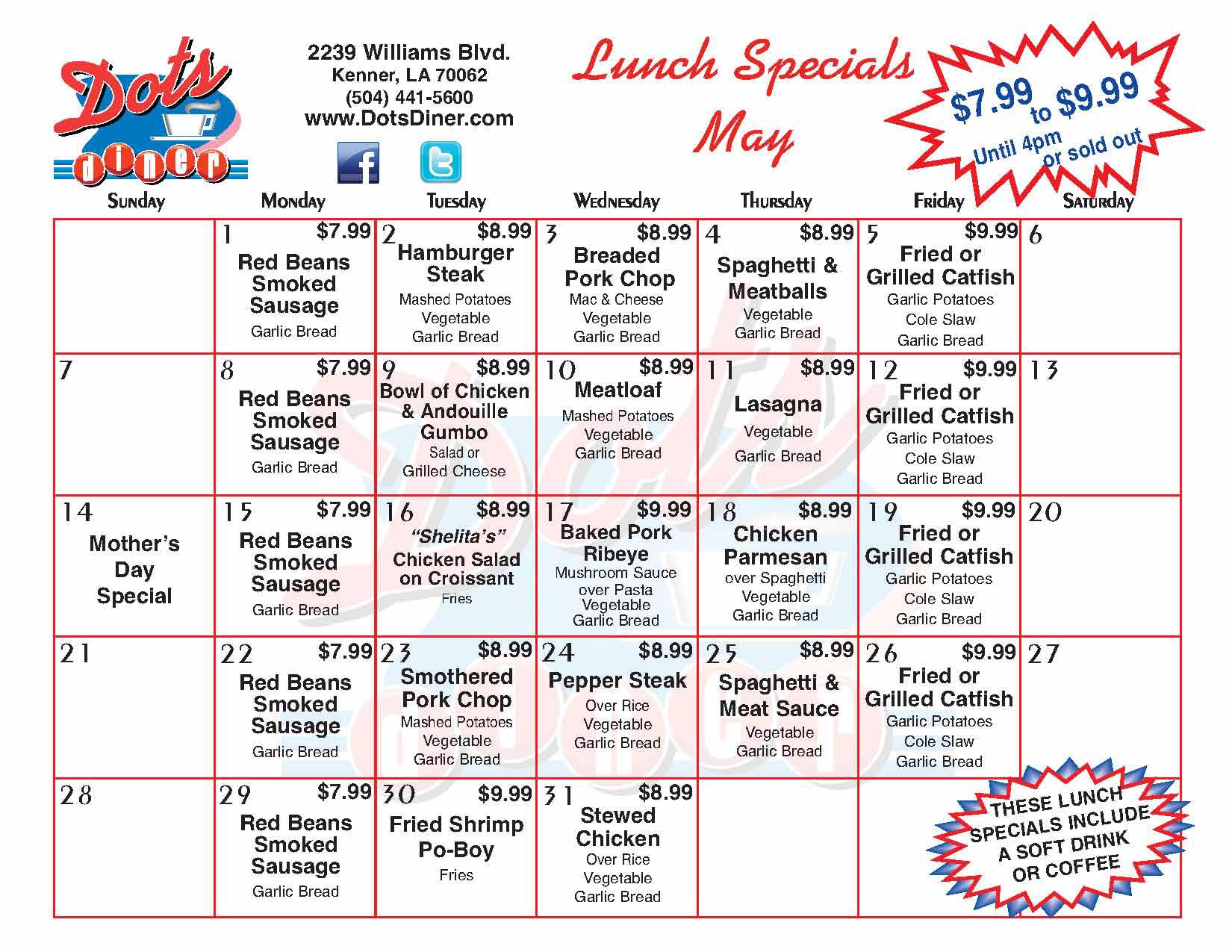 Dots Diner 24 Hour Restaurant Daily Lunch Specials Dots Diner 24 Hour Restaurant Daily Lunch Specials